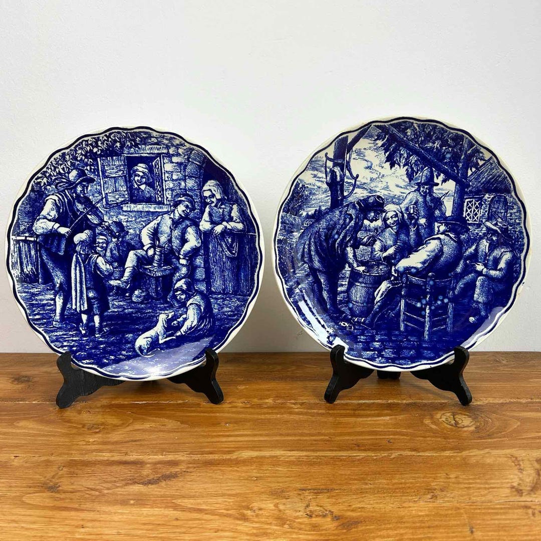 Vintage Boch Delft Wall Plates, Belgium - SET of 2 - Etsy