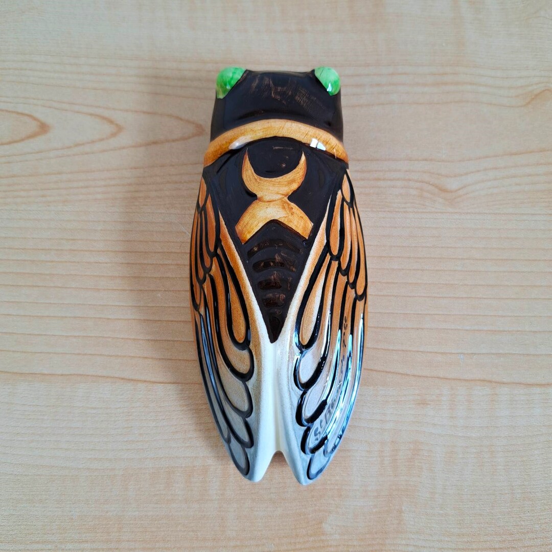 Vintage French Majolica CICADA Shaped Wall Pocket Vase Ceramic/ Hand ...