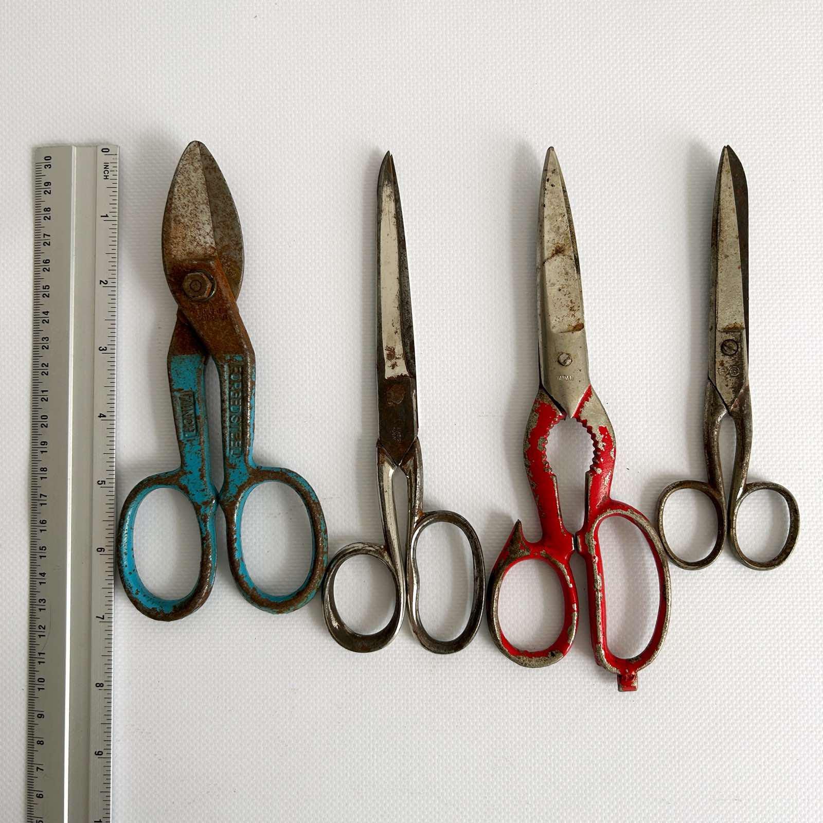 Set of 4 Vintage Scissors/ Old Sewing Scissors/ Craft Workshop ...