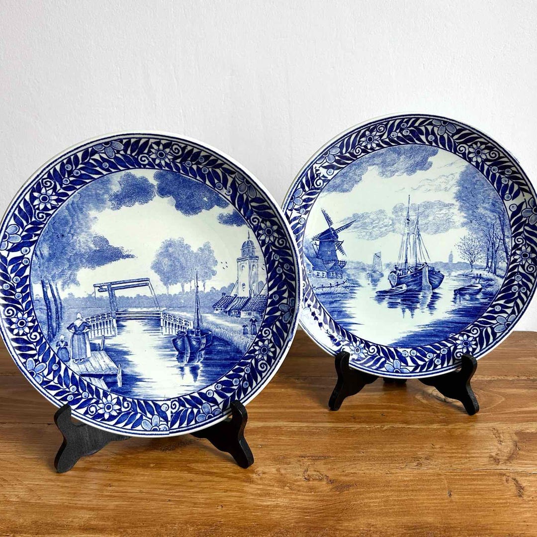 Vintage Boch Delft Wall Plates (set of 2), Made in Belgium - Etsy