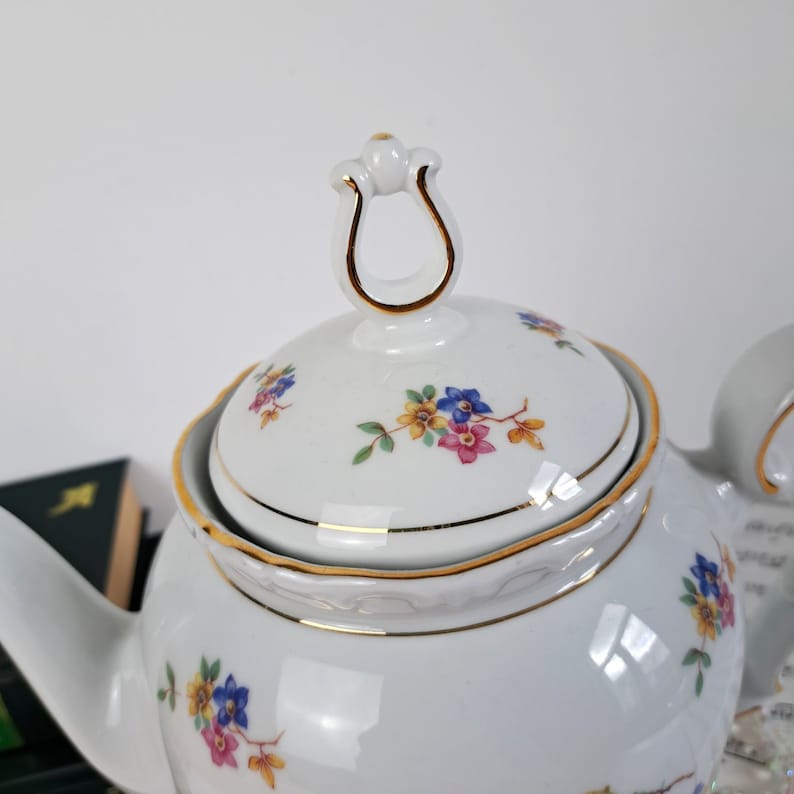 Vintage Kahla Coffee Pot/ Germany Old Porcelain Tea Pot/ Hand-painted Floral Decoration ...