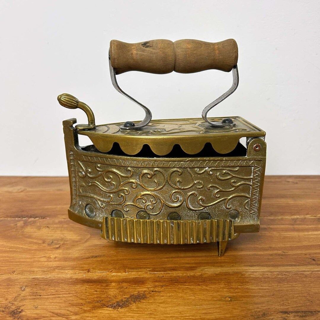 Antique Solid Brass Iron and Stand Victorian England - Etsy