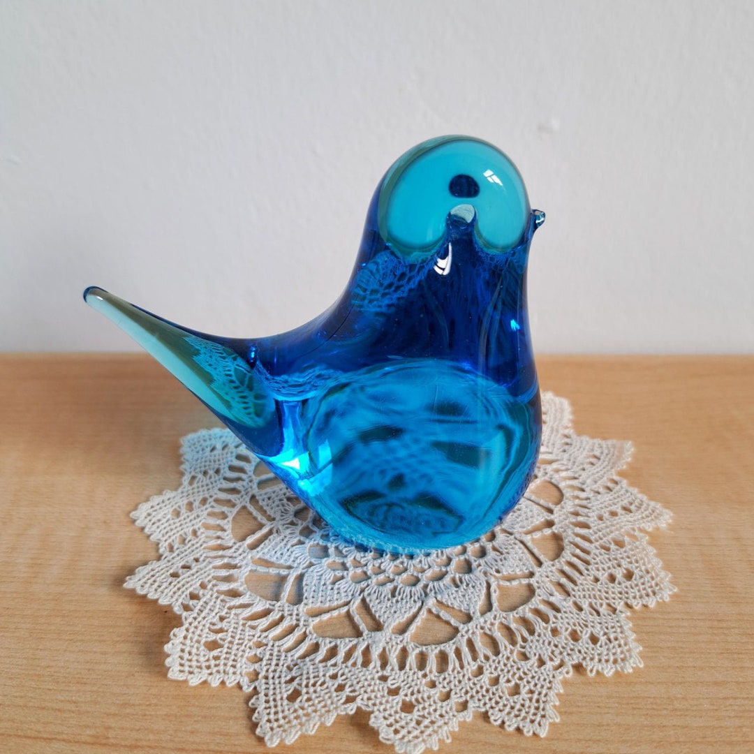 Vintage Blue Glass Bird / Swedish Glass Bird / Vintage Art Glass ...