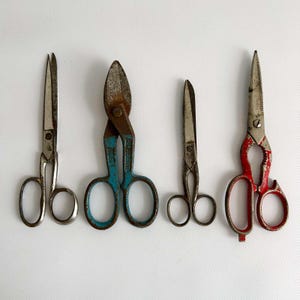 Set of 4 Vintage Scissors/ Old Sewing Scissors/ Craft Workshop ...