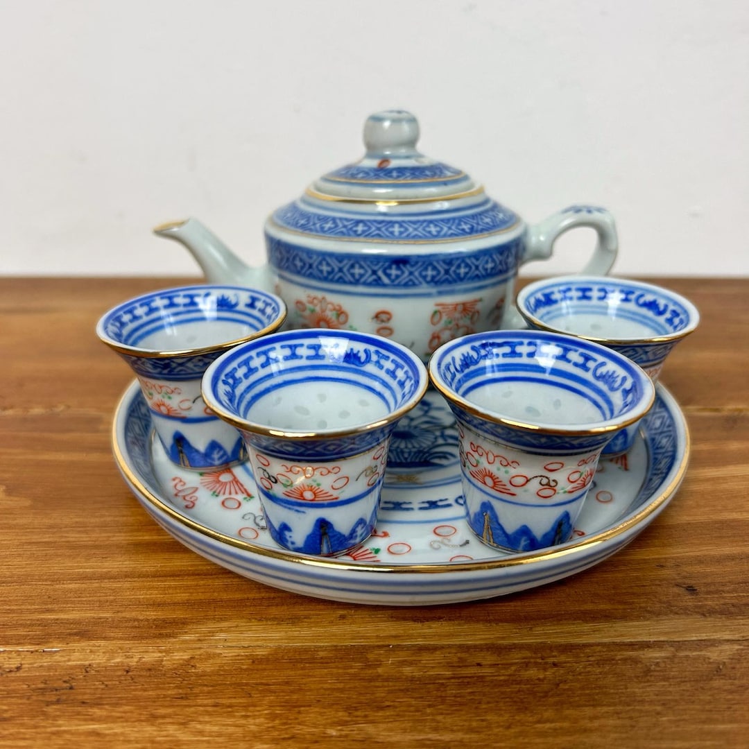 Vintage Chinese Jingdezhen Rice Grain Porcelain / Set of 4 Rice ...