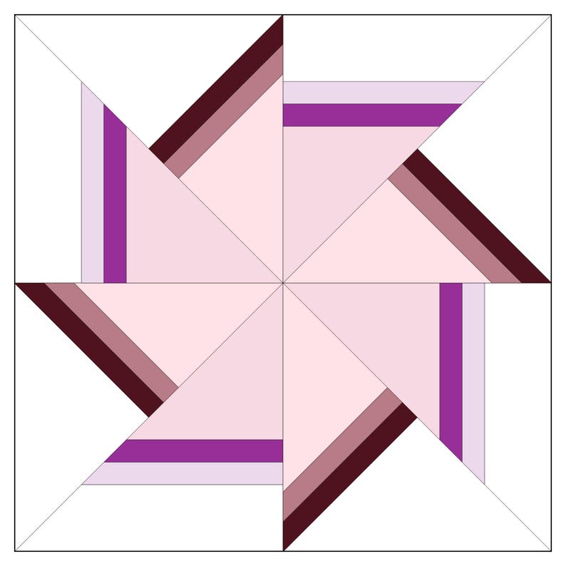 Pinwheel Quilt Block Foundation Paper Piecing Templates Multiple Sizes ...