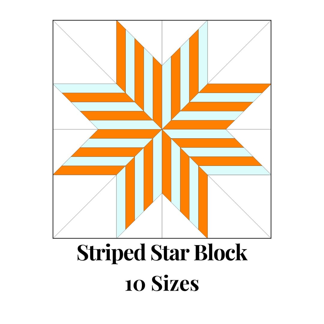 Striped Star Foundation Paper Piecing Templates Multiple Sizes Pattern ...