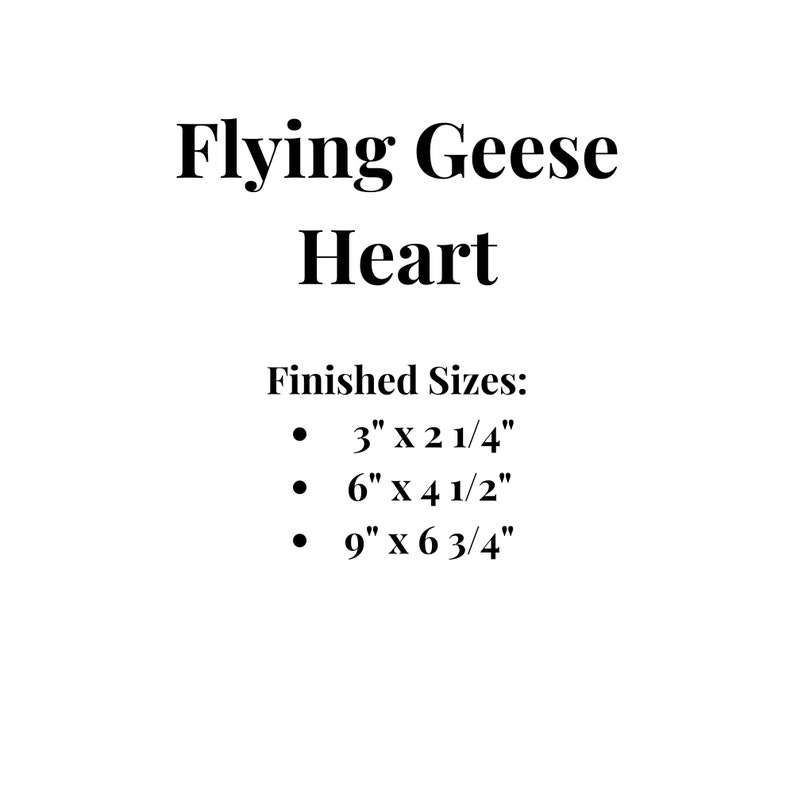 Foundation Paper Piecing Flying Geese Heart Templates Multiple Sizes ...