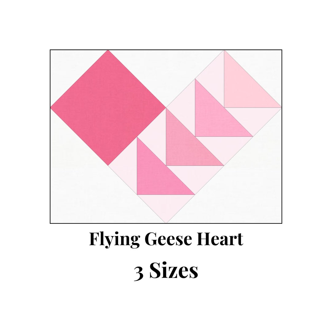 Foundation Paper Piecing Flying Geese Heart Templates Multiple Sizes ...
