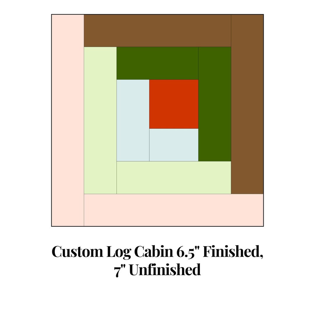 Custom Log Cabin 6.5 Finished 7 Unfinished Foundation Paper Piecing ...