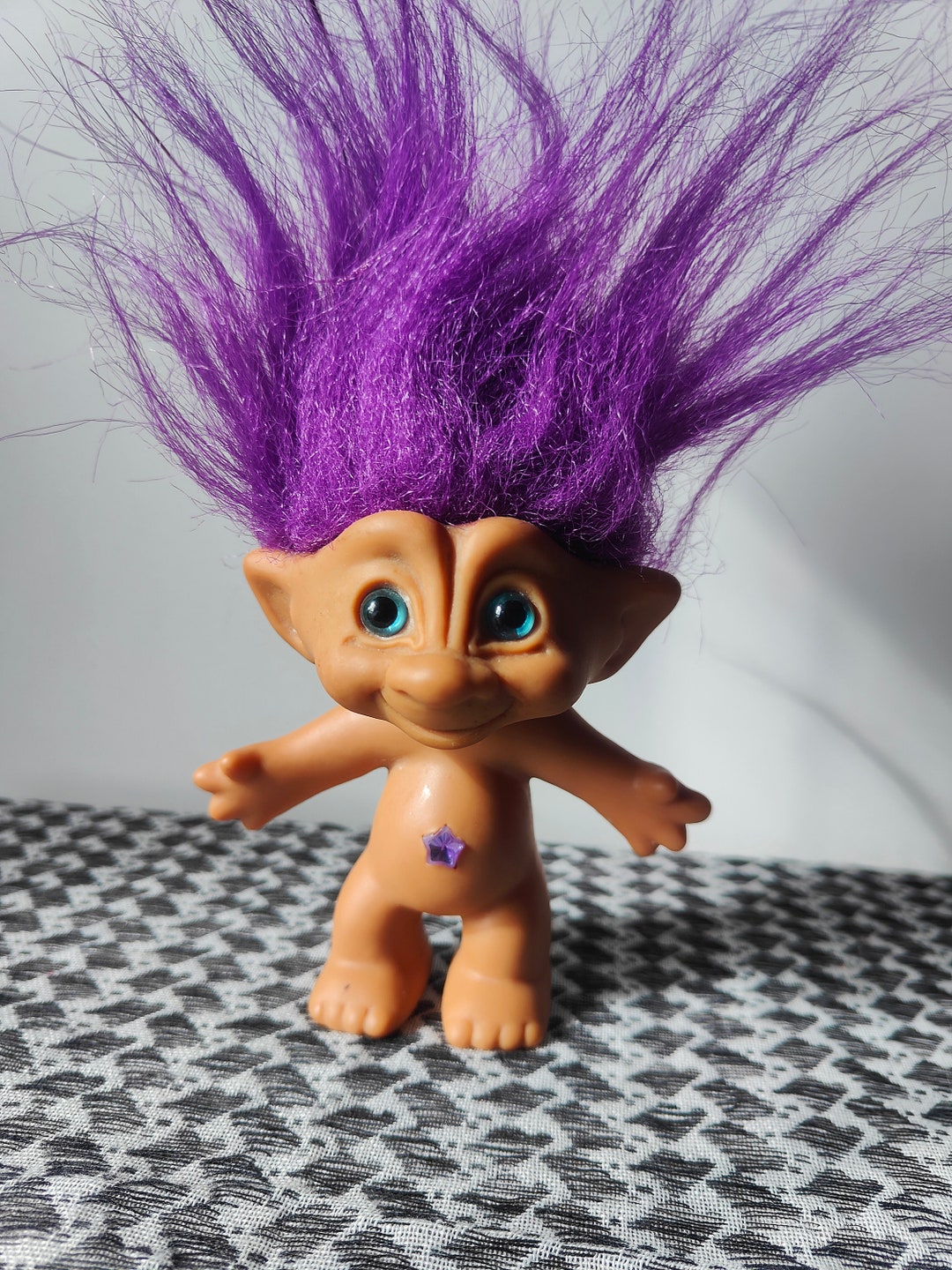 90s Vintage Jewel Belly 5 Inch Wish Troll With Purple Hair, Blue Eyes ...
