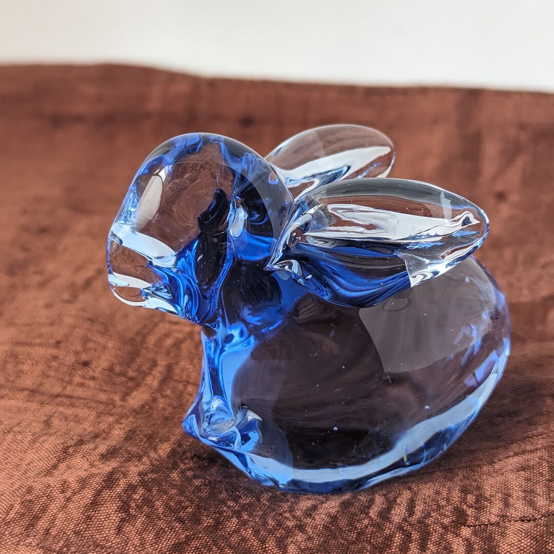 Blue Glass Bunny Rabbit Paperweight Figurine (A) - Etsy