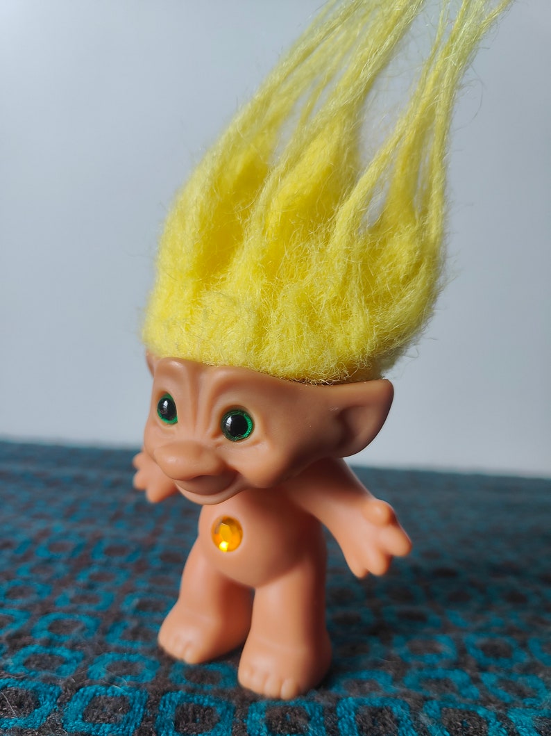 90s Vintage Jewel Belly 3 Inch Wish Troll Doll With Yellow Hair, Green ...