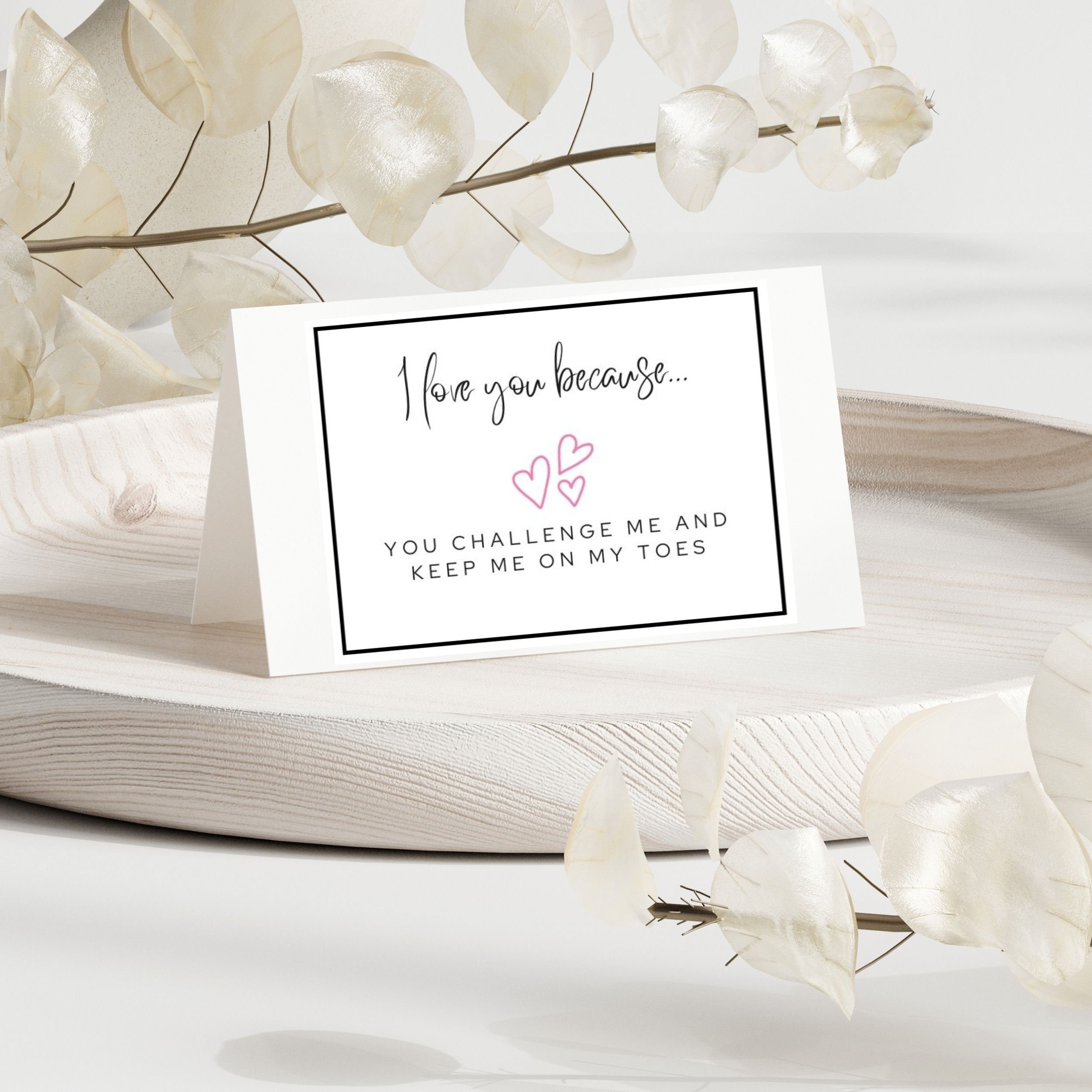 48 Printable 'I Love You Because...' Love Note Cards Instant PDF ...