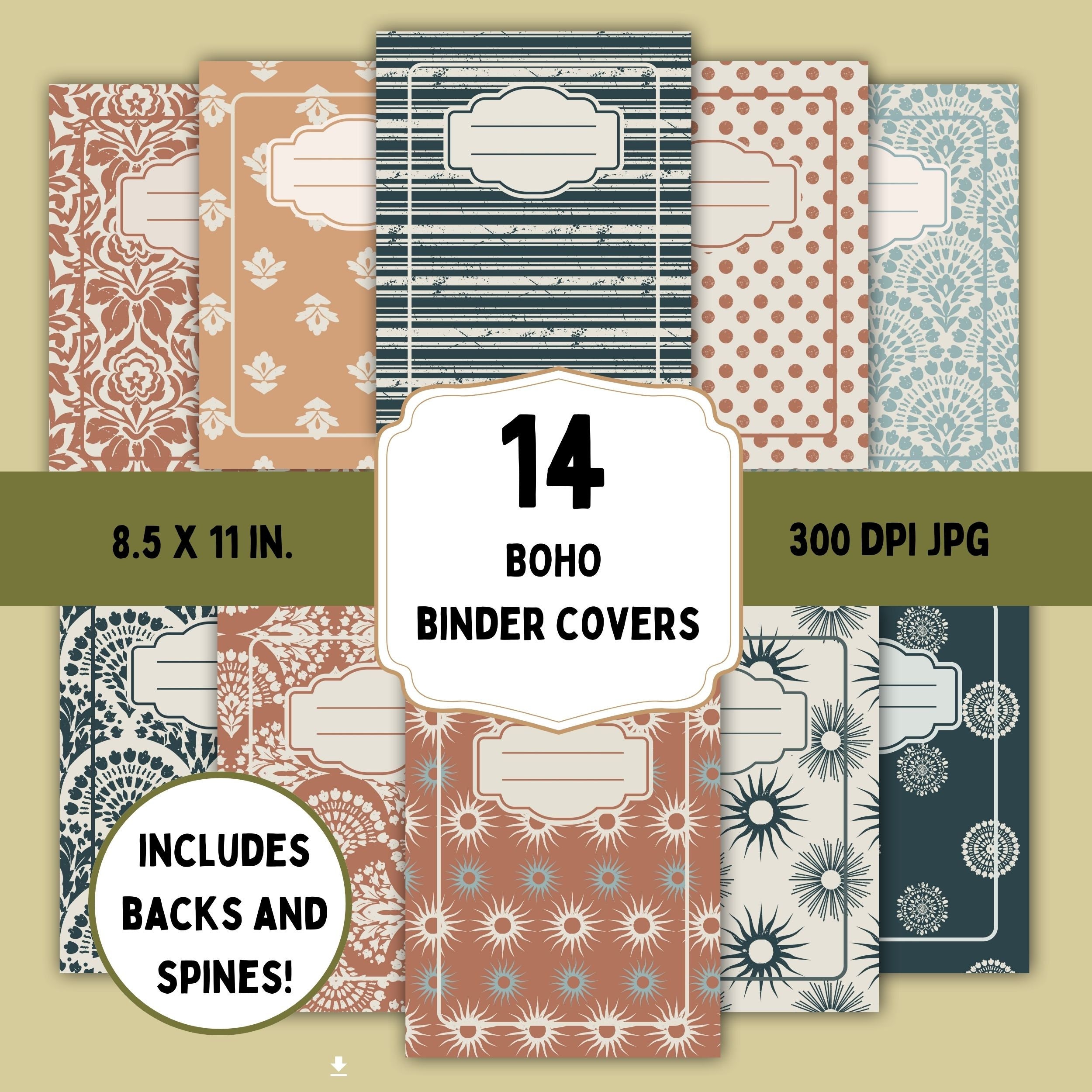 Boho Binder Covers Set Boho Binder Covers Printable Boho Prints Binder ...