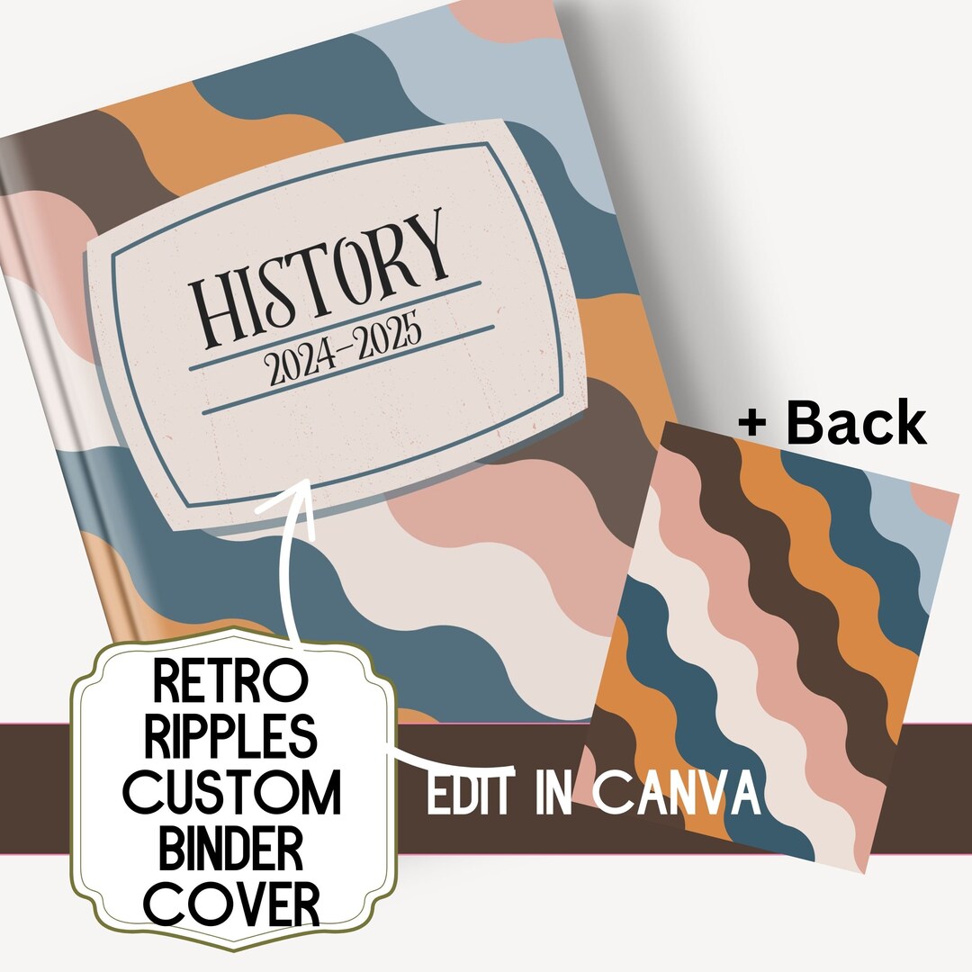Any Subject Binder Cover Customizable Binder Printable | Retro Ripples ...