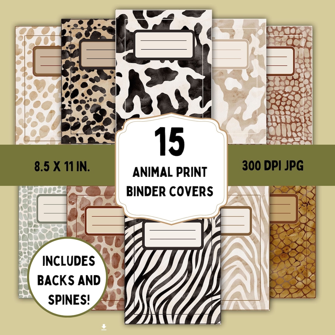 Animal Print Binder Cover Set - Animal Print Binder Covers, Backs ...