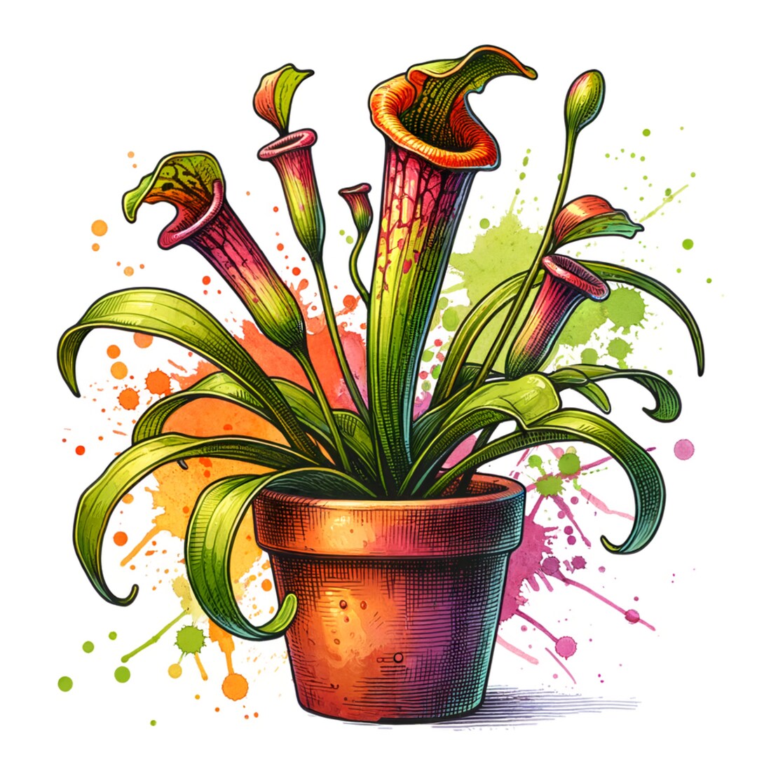 Pitcher Plant Printable Art - Exotic Carnivorous Plant Watercolor ...