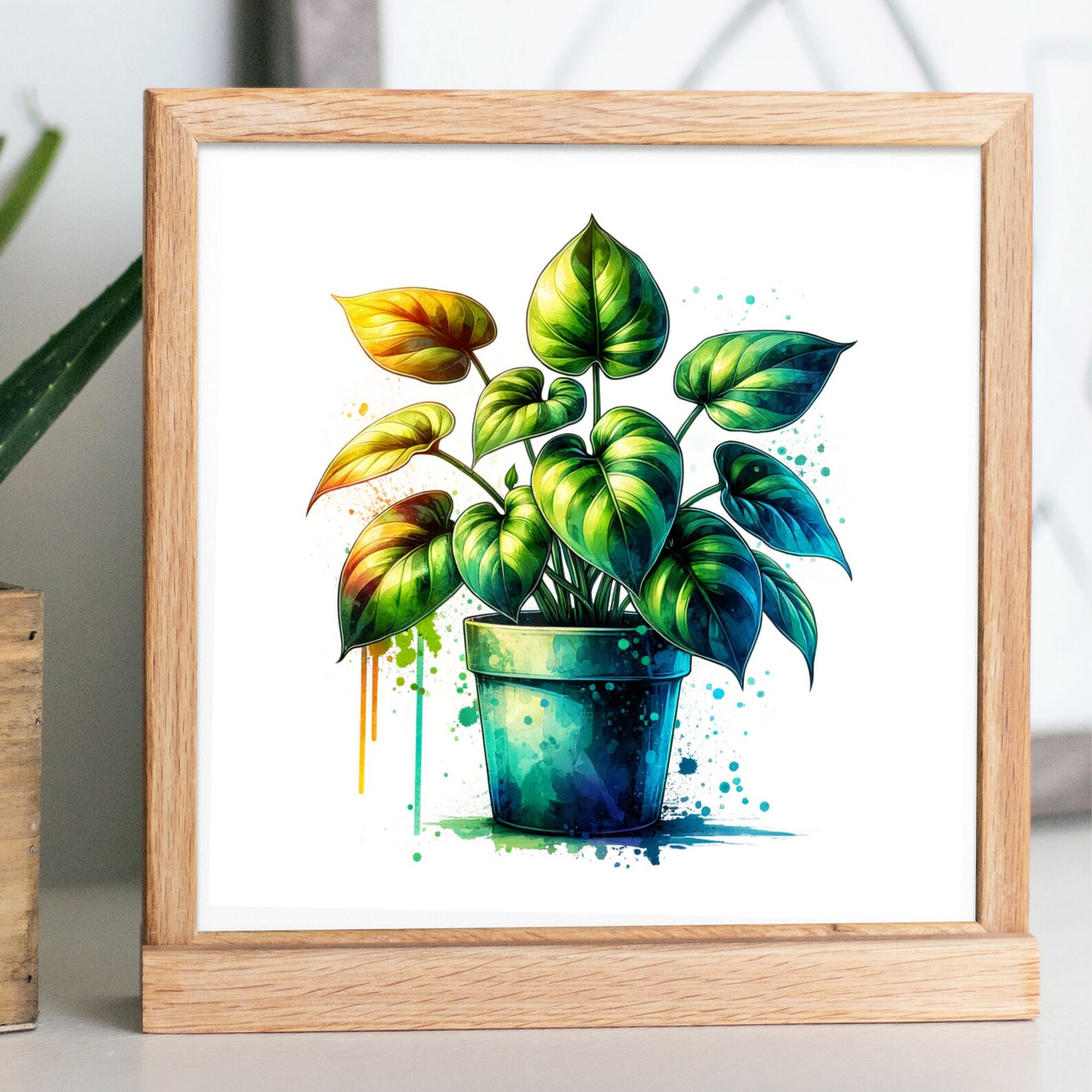 Pothos Plant Printable Art - Lush Watercolor Digital Print - High-res ...