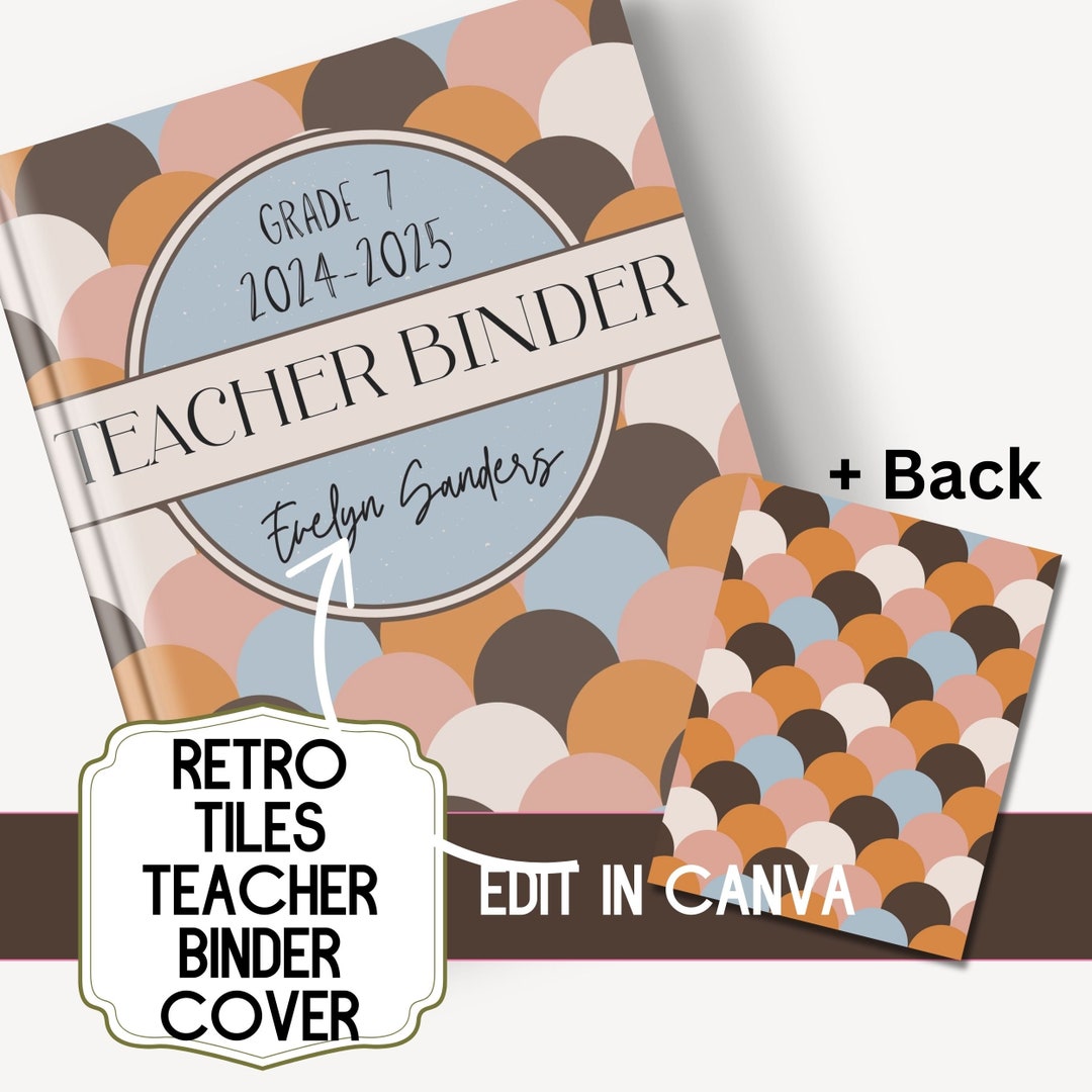 Teacher Binder Cover Retro Binder Cover Fun Retro Scallop Design ...