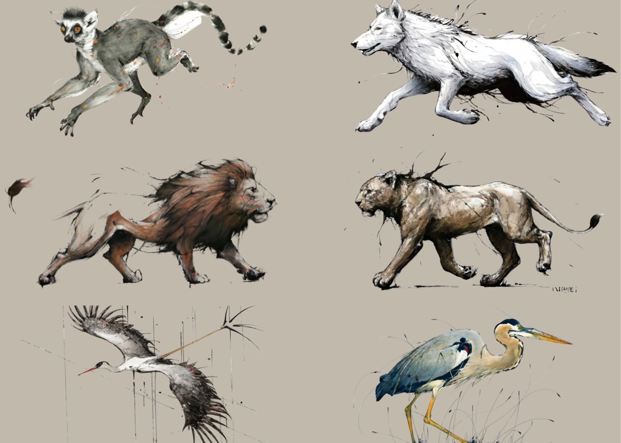 Wild Animal Prints Safari Animal Digital Prints 23 Pen & Ink Drawn ...