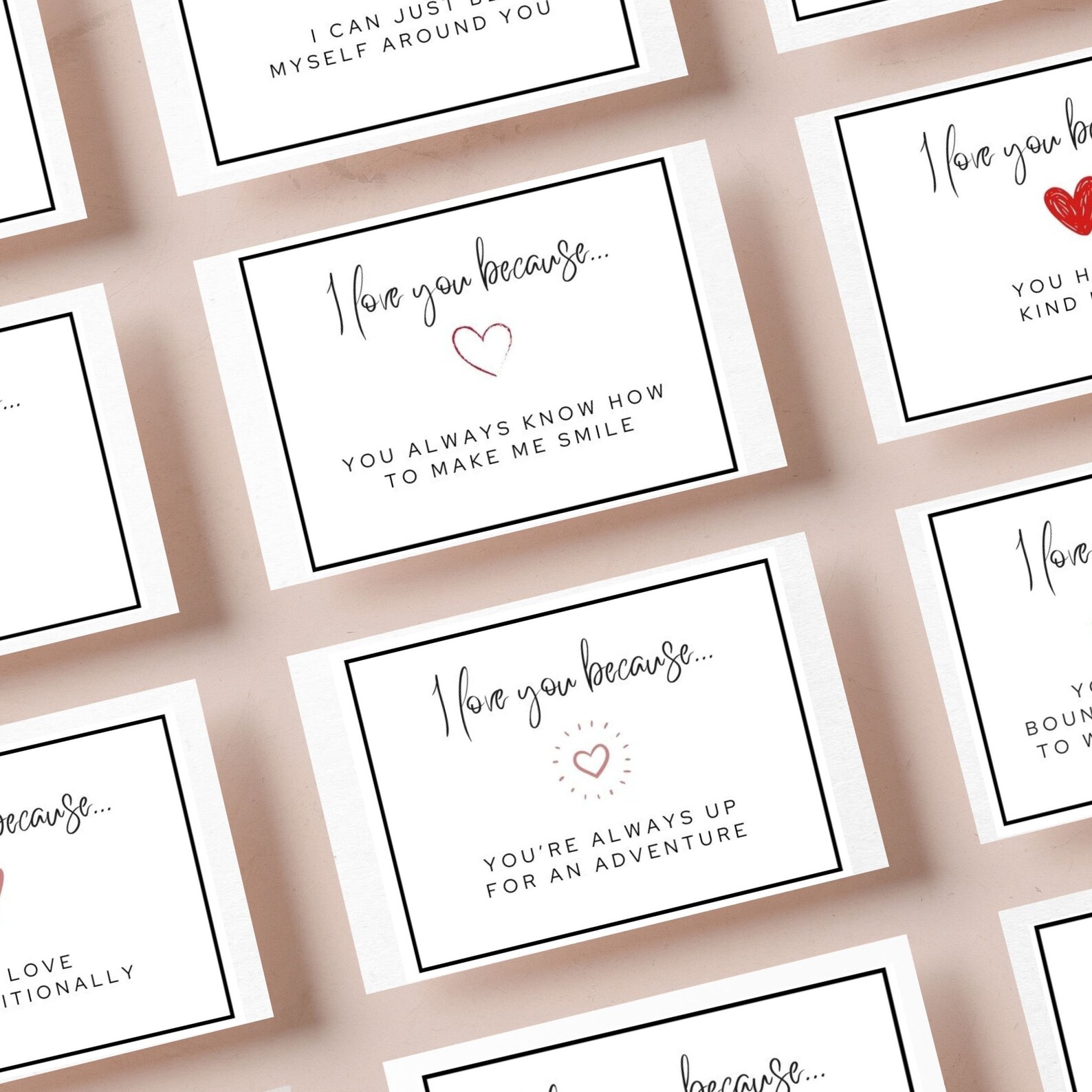 Love You Notes Love Note Cards I Love You Because Love Cards for Wife ...