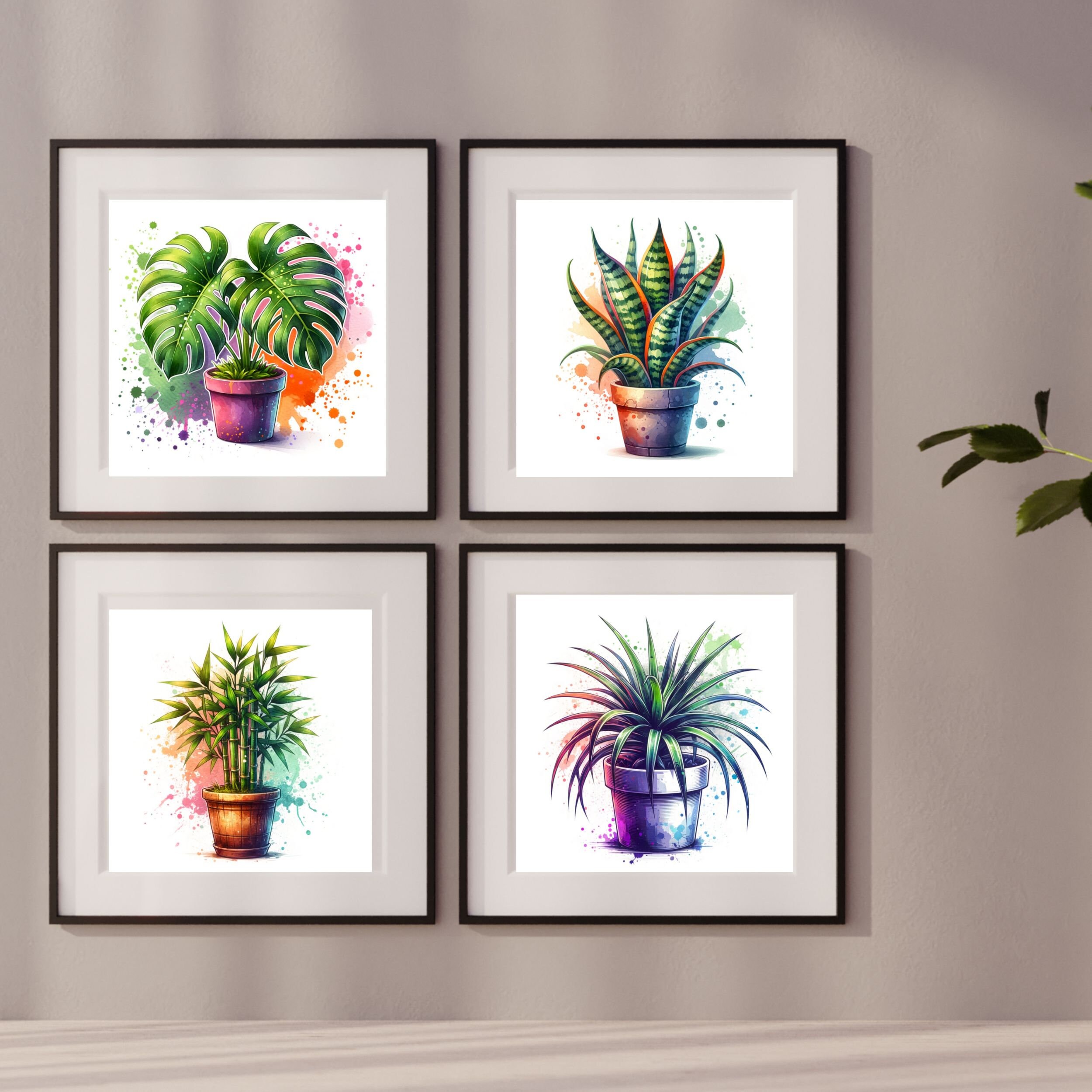 Pothos Plant Printable Art - Lush Watercolor Digital Print - High-res ...