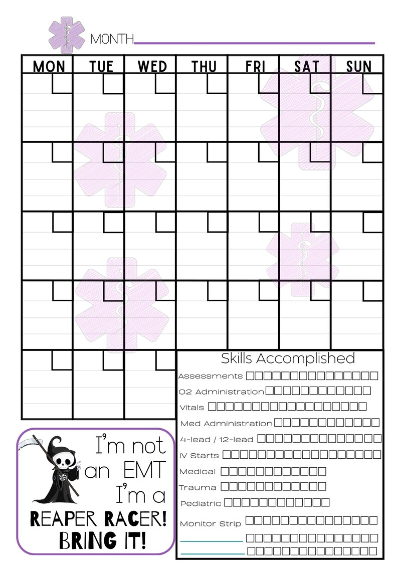 Paramedic Clinical Planner and Skills Tracker and Calendar - Etsy
