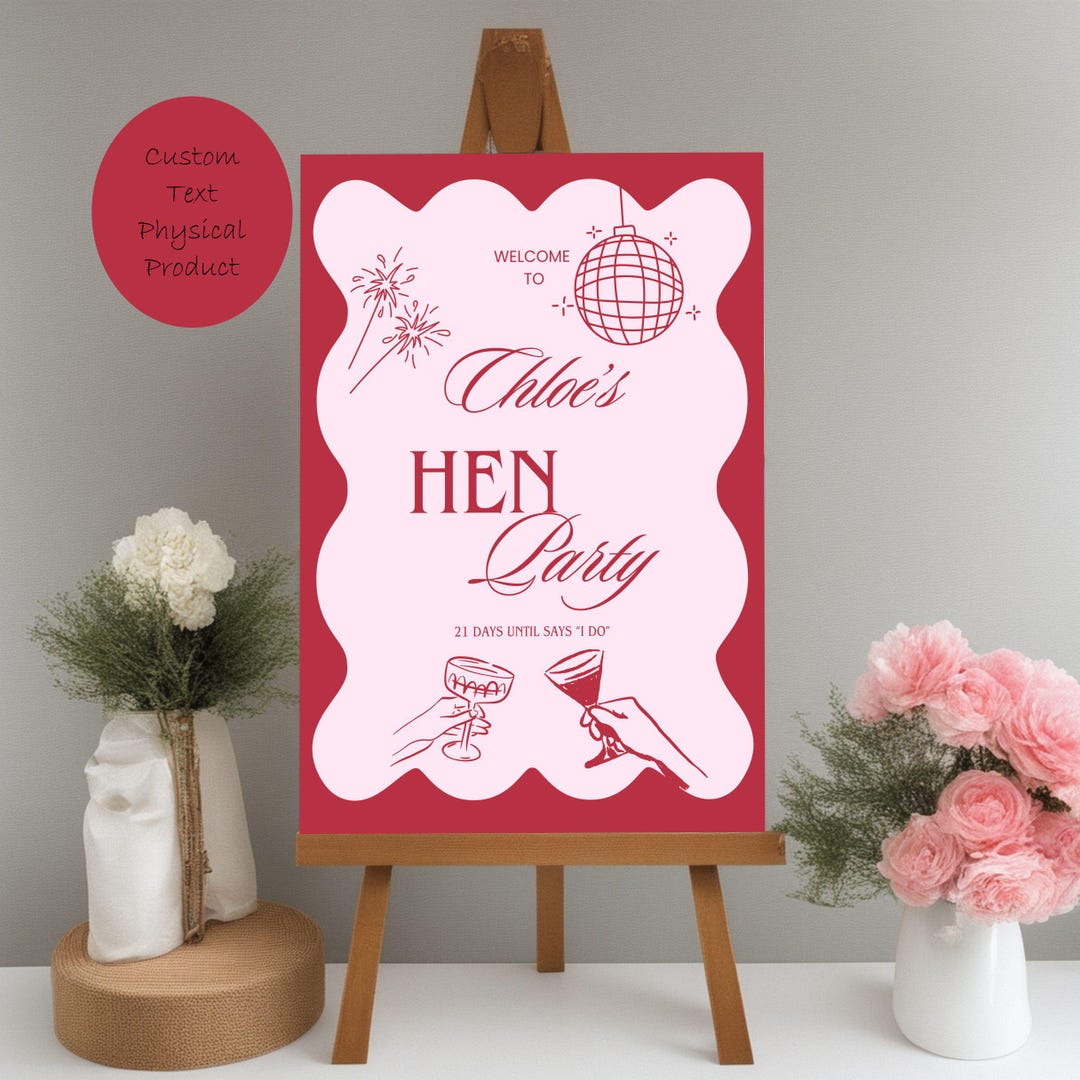 Hen Party Welcome Sign - Personalised Pink and Red Party Decor - Etsy