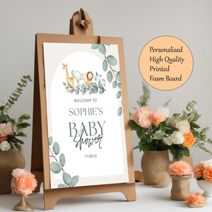 Personalised Welcome Sign Neutral Baby Shower Entrance Foamboard Baby ...
