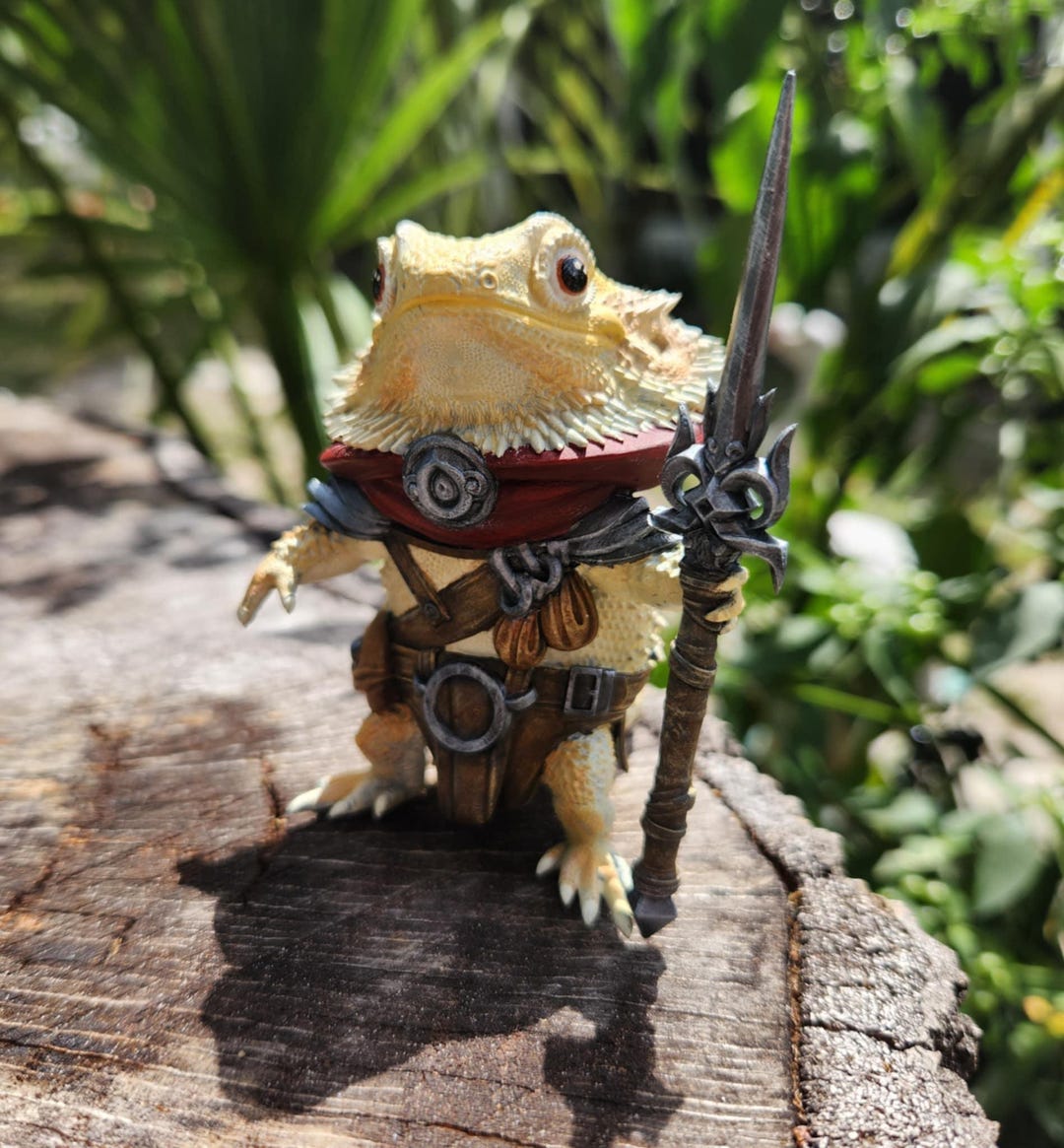 Bearded Dragon Warrior 3D Printed Miniture Dnd - Painted or Unpainted ...