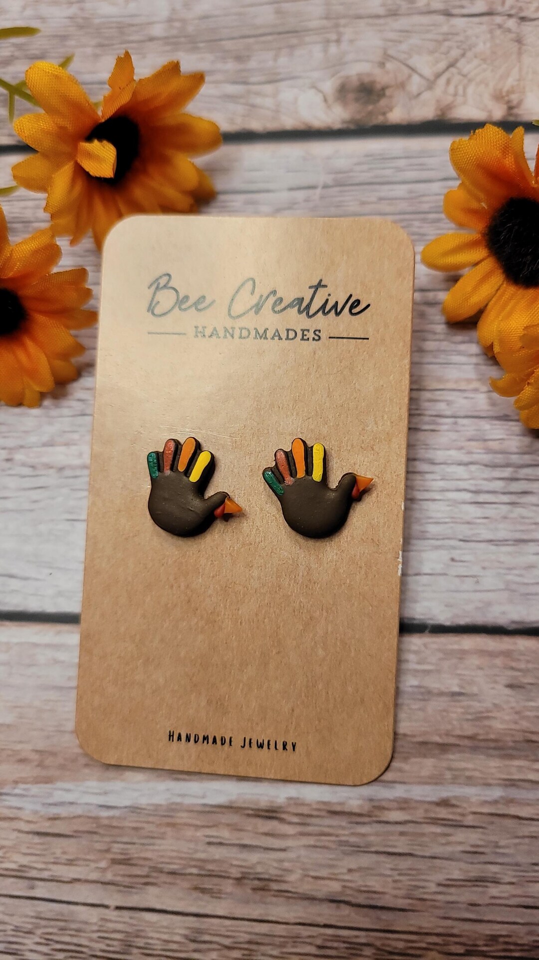 Fall Kids Handprint Thanksgiving Turkey Craft Stud Earrings - Etsy