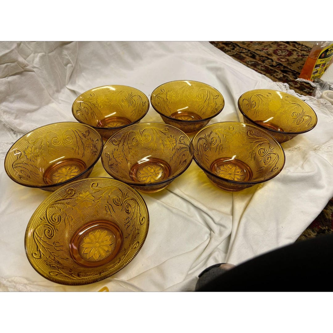 Indiana Amber Glass Set of 7 Bowls Dinnerware - Etsy
