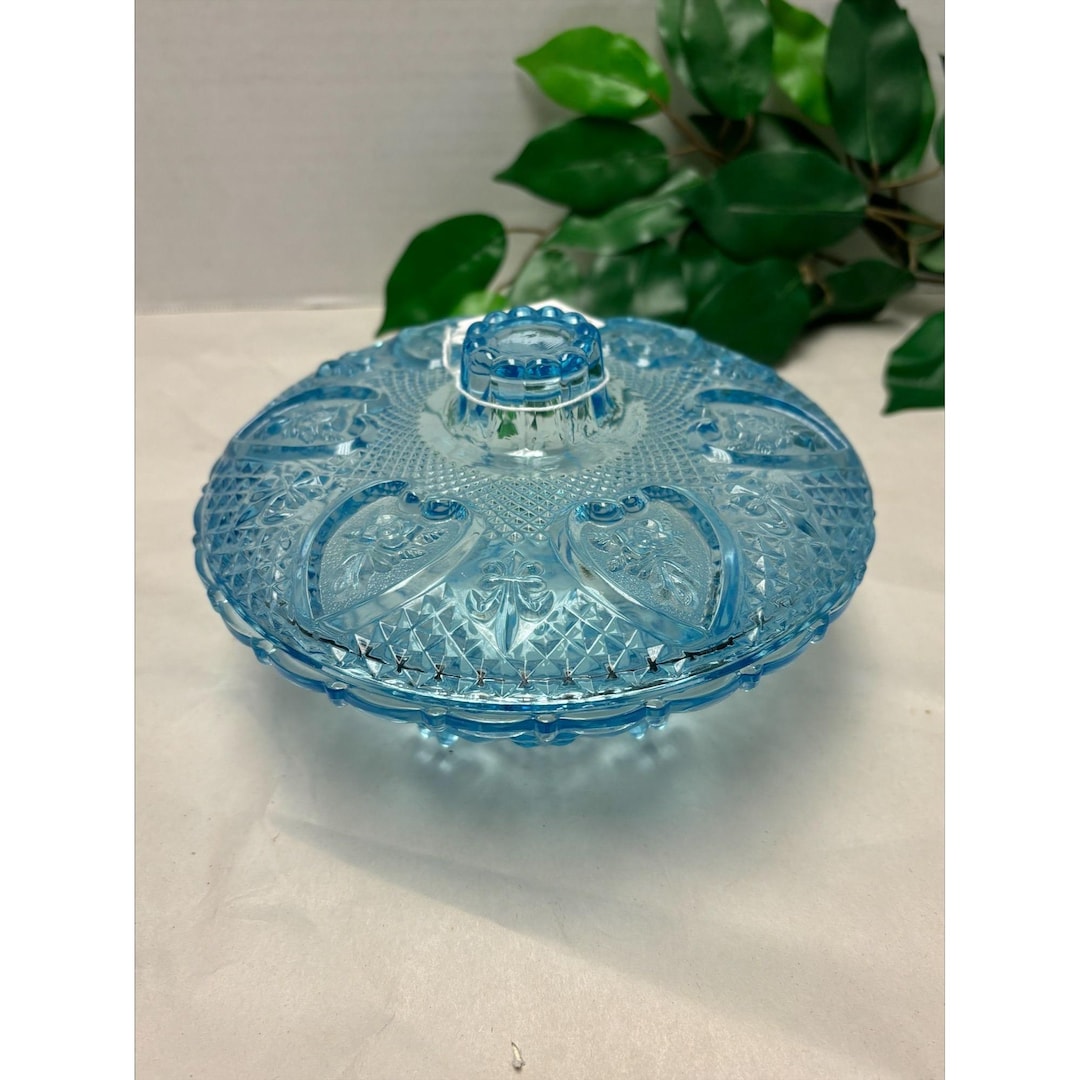 Vintage Indiana Glass Company Aqua Blue Candy Dish - Etsy