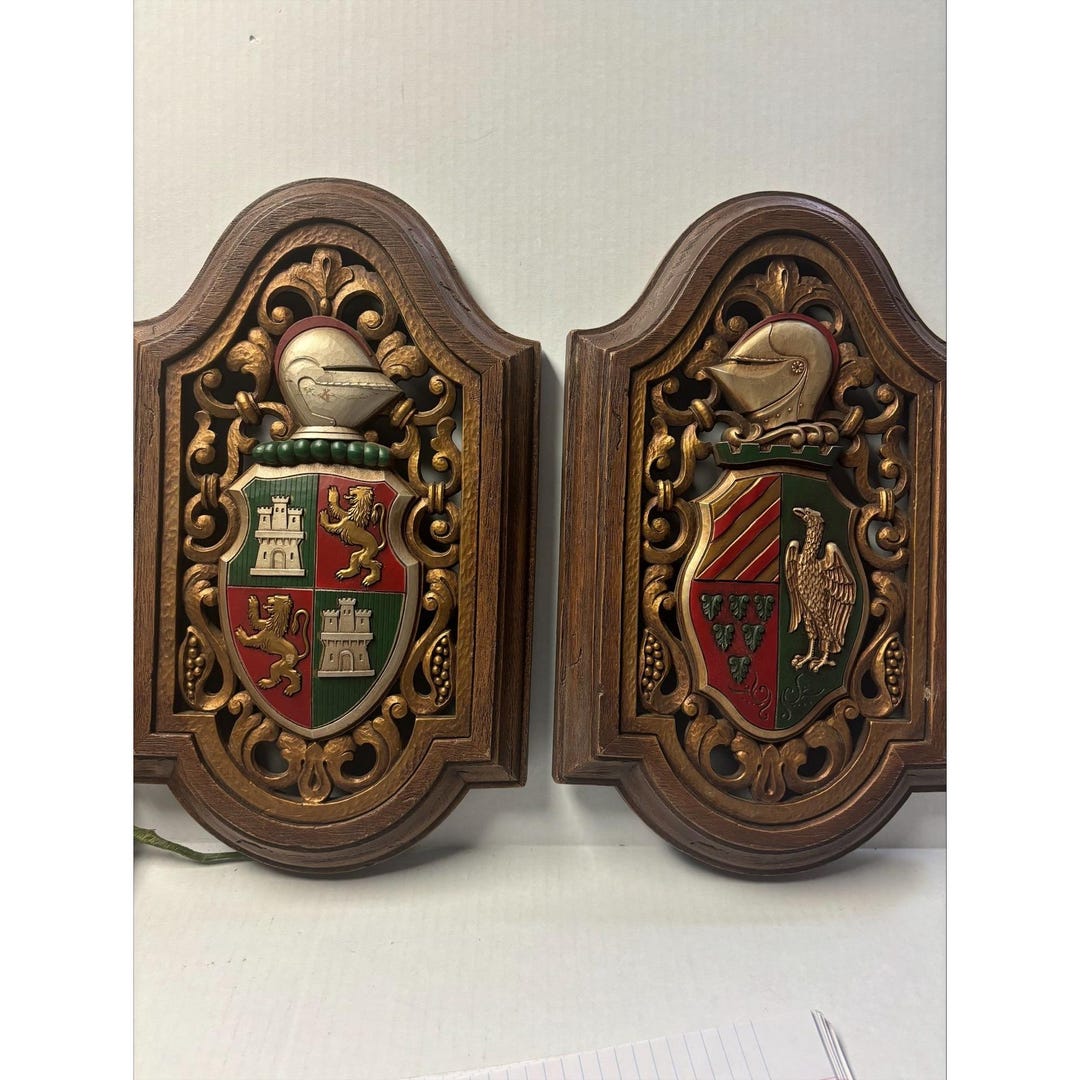 Vintage Syroco Decorative Shield of Arms Collectible Set of 2 Made in ...