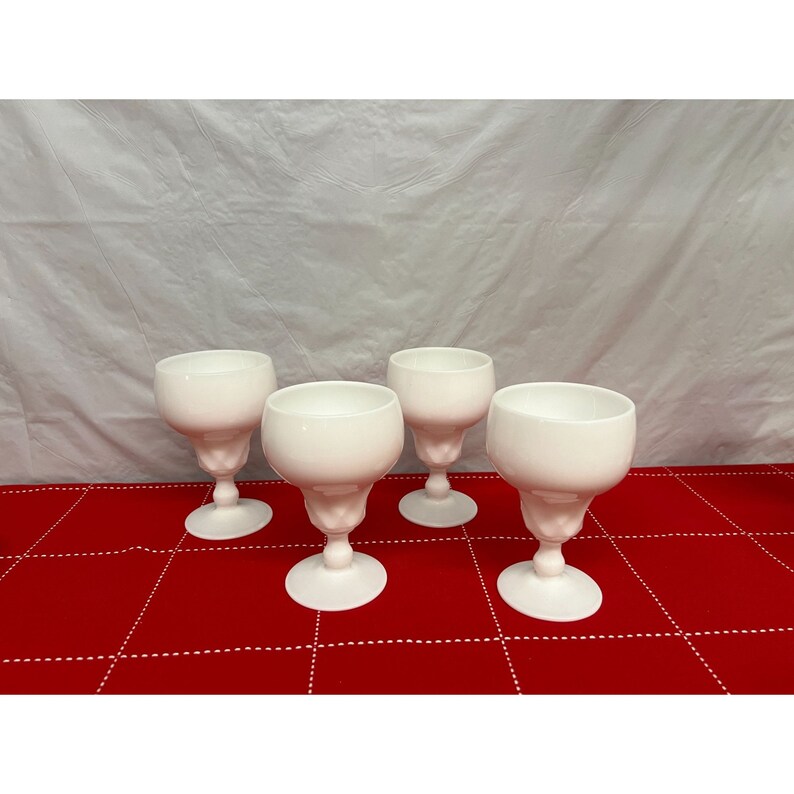 WHITE MILK GLASS Goblets Vintage Set of 4 or Set of 8 - Etsy