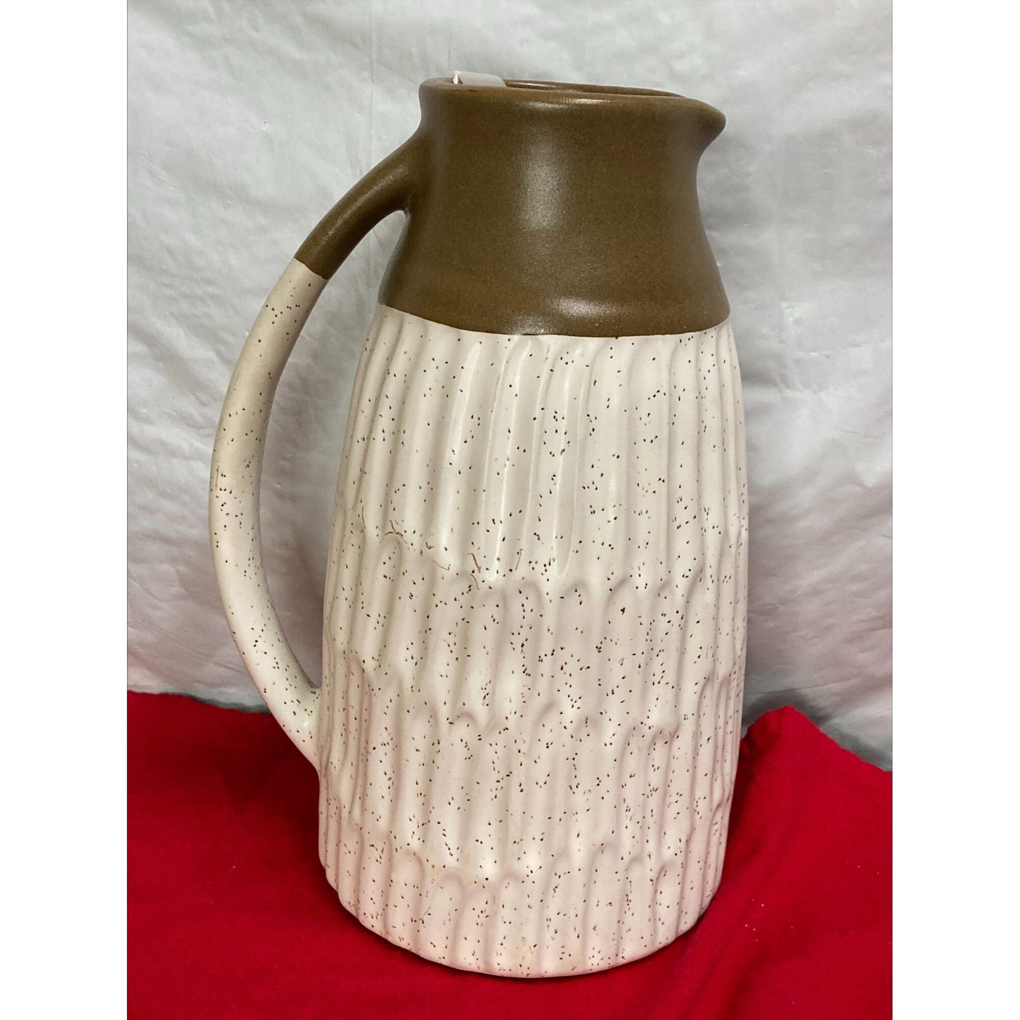Vintage Large Pottery Pitcher - Etsy