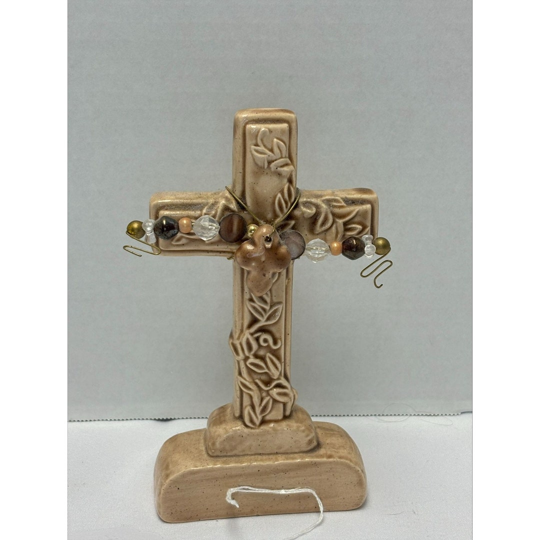 Vintage Ceramic Beige 7.5'' Tall Cross Christianity - Etsy