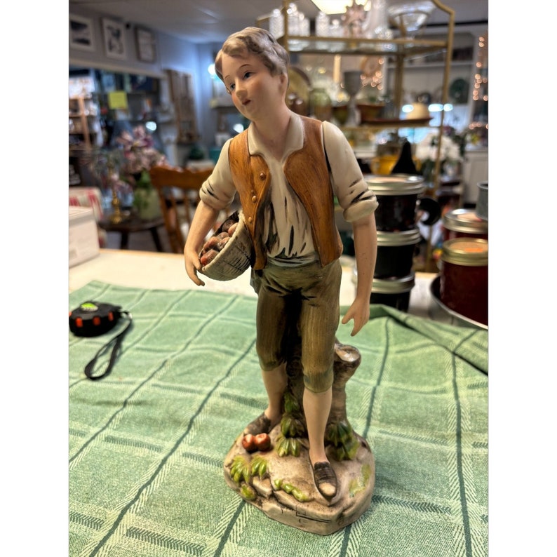 Vintage Homco Statue of Boy Carrying Apples Figurine Ceramic - Etsy