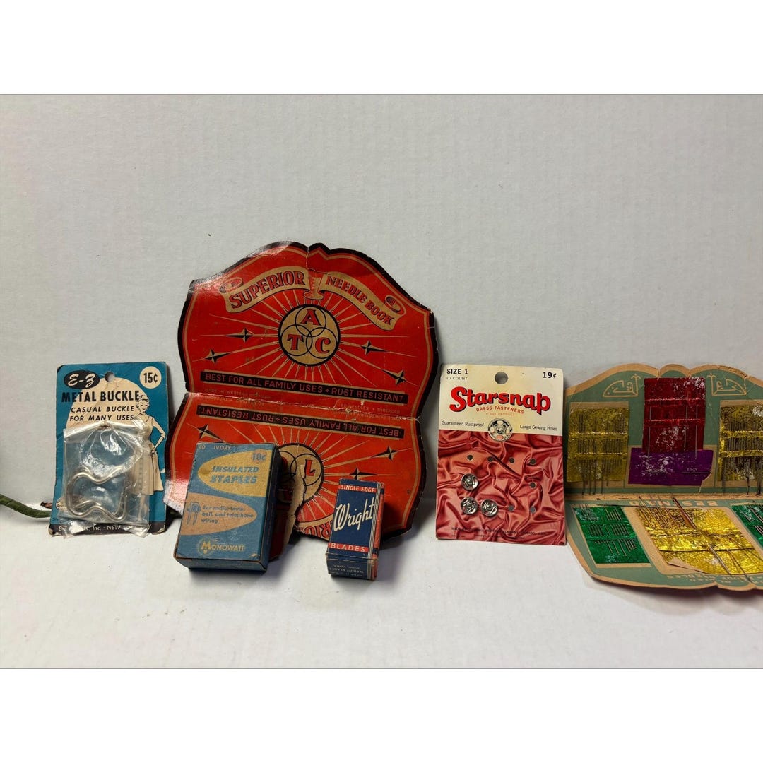 Vintage Items to Display or Use Antique Sewing Needles, Snaps ...