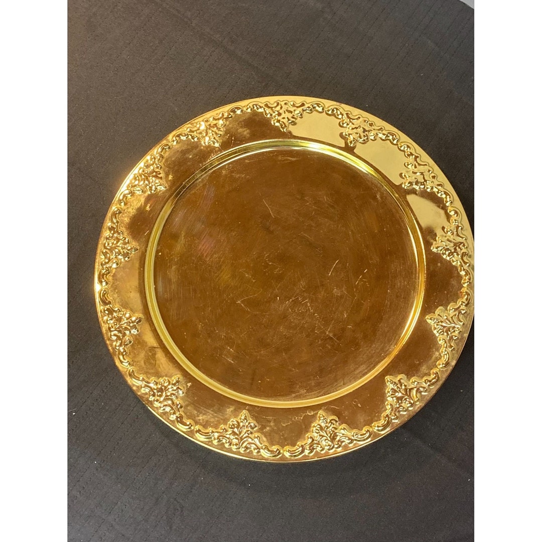 Vintage Gold Metal Chargers 12'' by 12'' set of 4 - Etsy