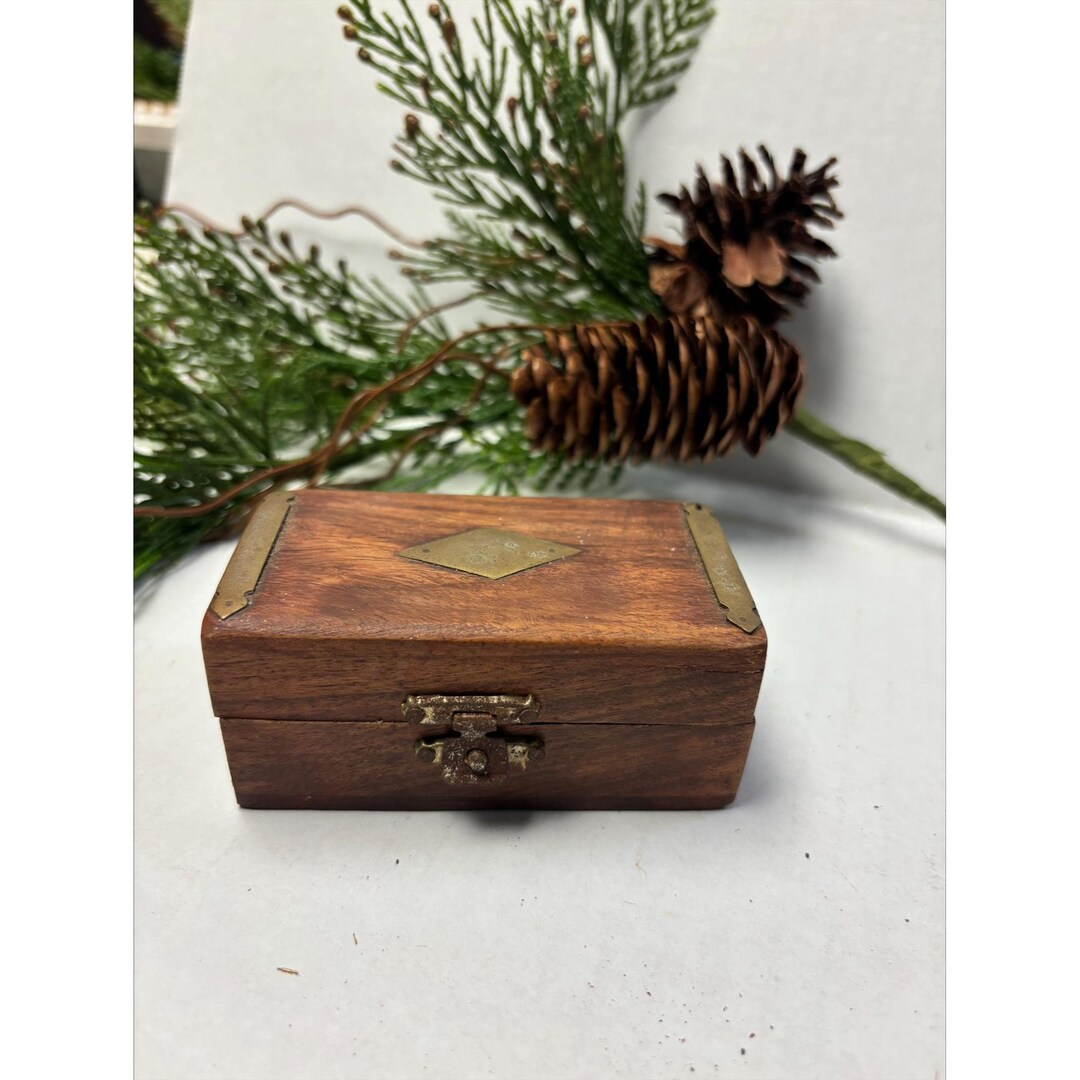 Vintage Handmade Wooden Treasure Box With Brass Accents and Clasp - Etsy