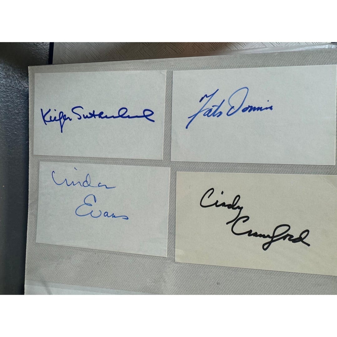 Set of 4 Celebrity Autographs: Kiefer Sutherland, Linda Evans & Cindy ...