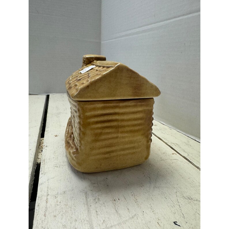 Vintage Ceramic Engraved Log Cabin Cookie Jar - Etsy