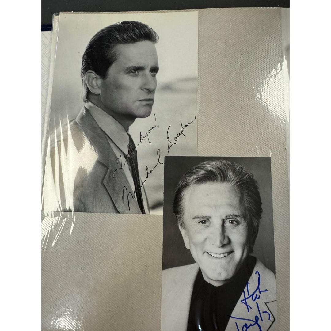 Autographed Kirk and Michael Douglas Black and White 8x10 Photos - Etsy