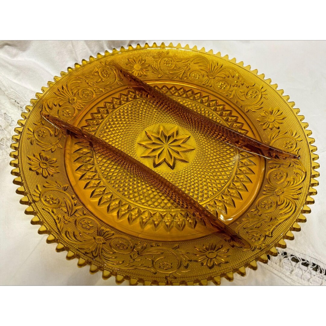 Indiana Amber Glass Tiara Plate Divided Plate - Etsy