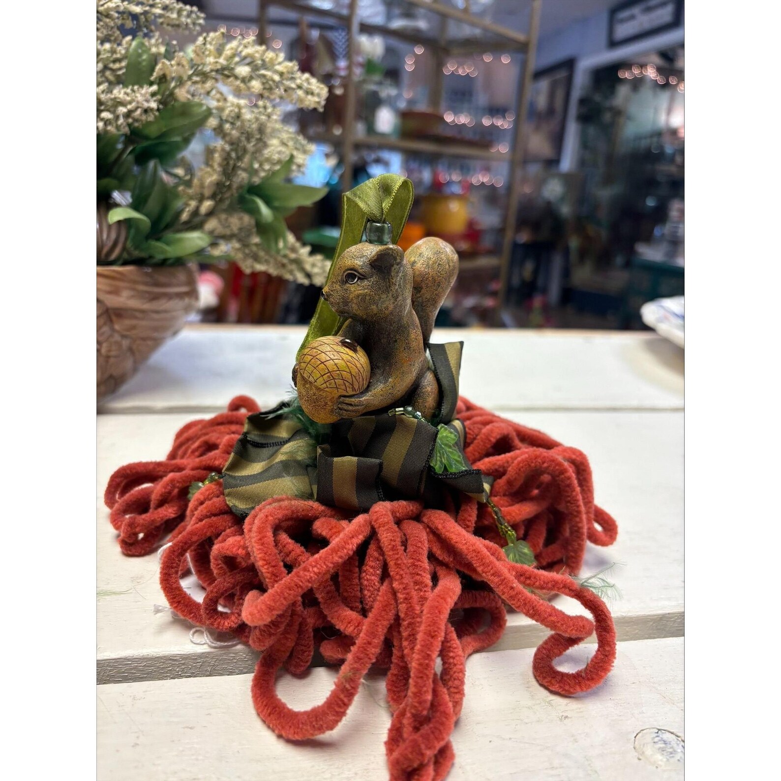 Handmade Stone Squirrel With Yarn Bottom Acorn Ornament/hanger - Etsy