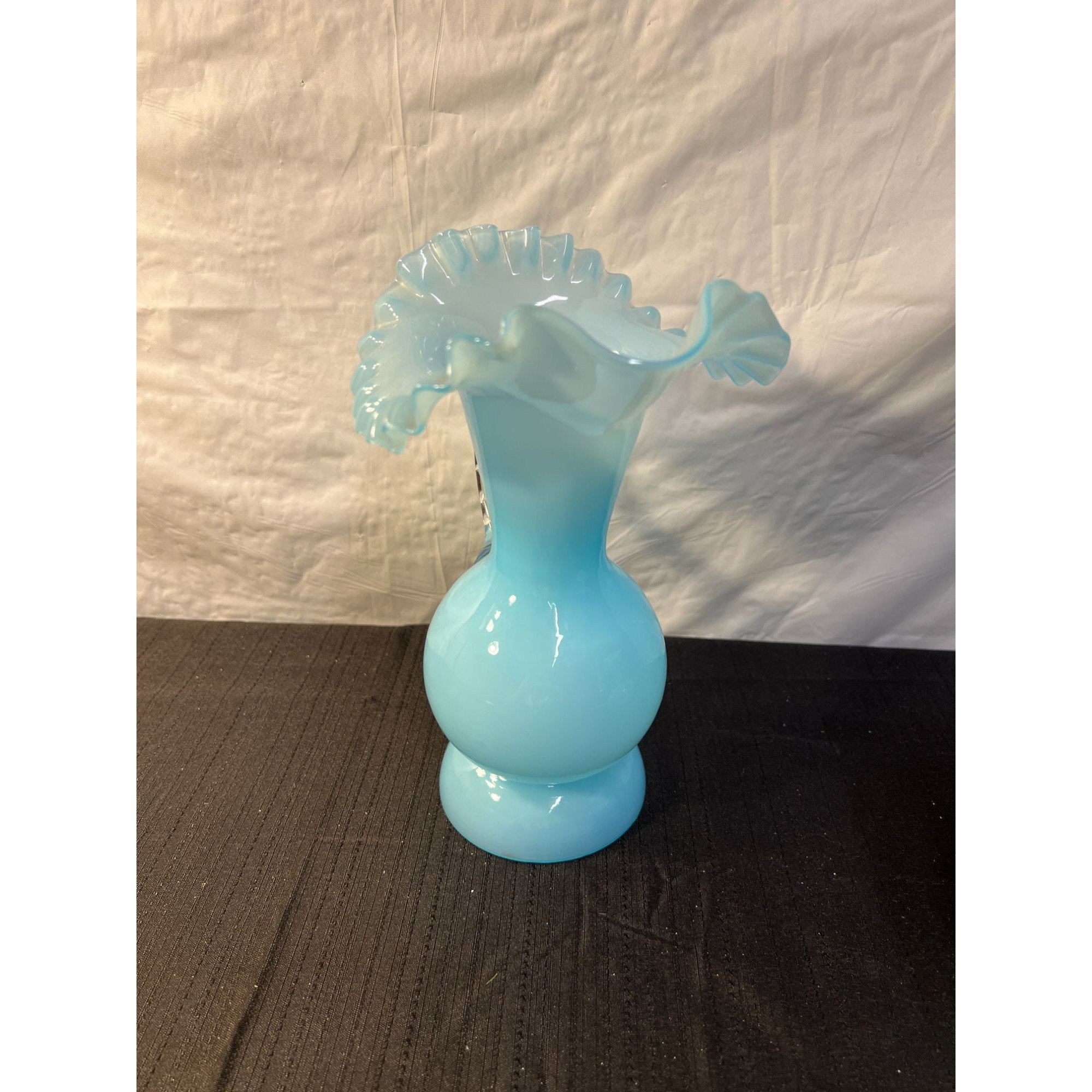 FENTON ~ Blue Ruffle Edge Pitcher - Etsy