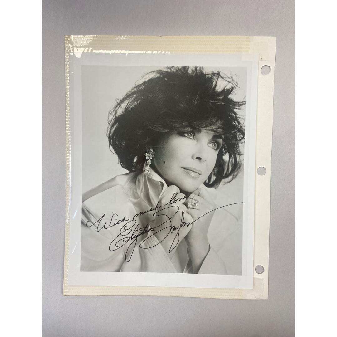Elizabeth Taylor Autographed Black & White Glossy Photo in Protective ...