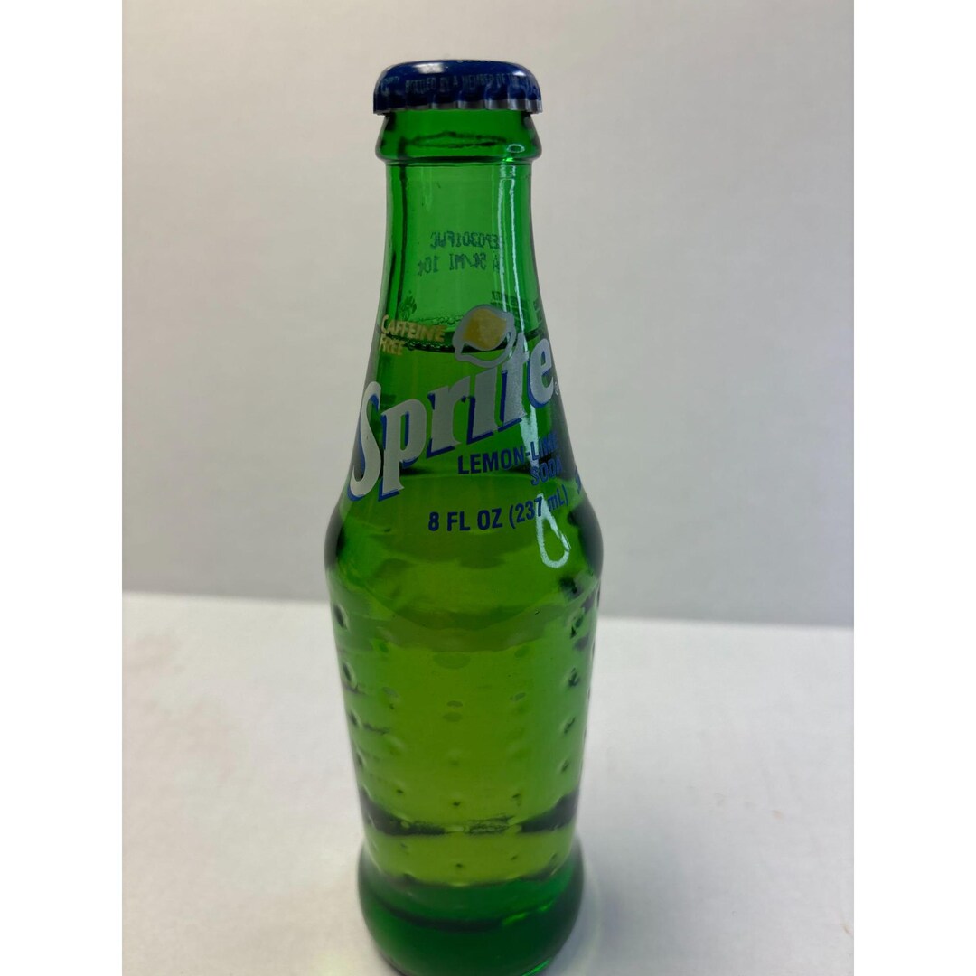 8oz Sprite Glass Bottle With Dimples Full With Cap - Etsy